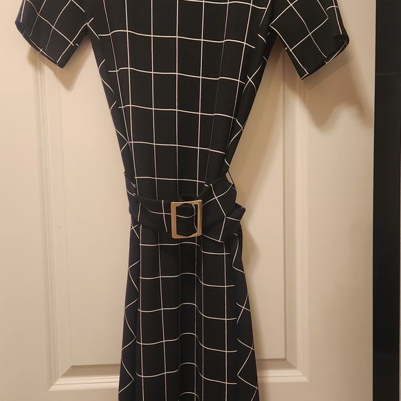 Zara | Dresses | Zara Black And White Checkered Midi Dress | Poshmark